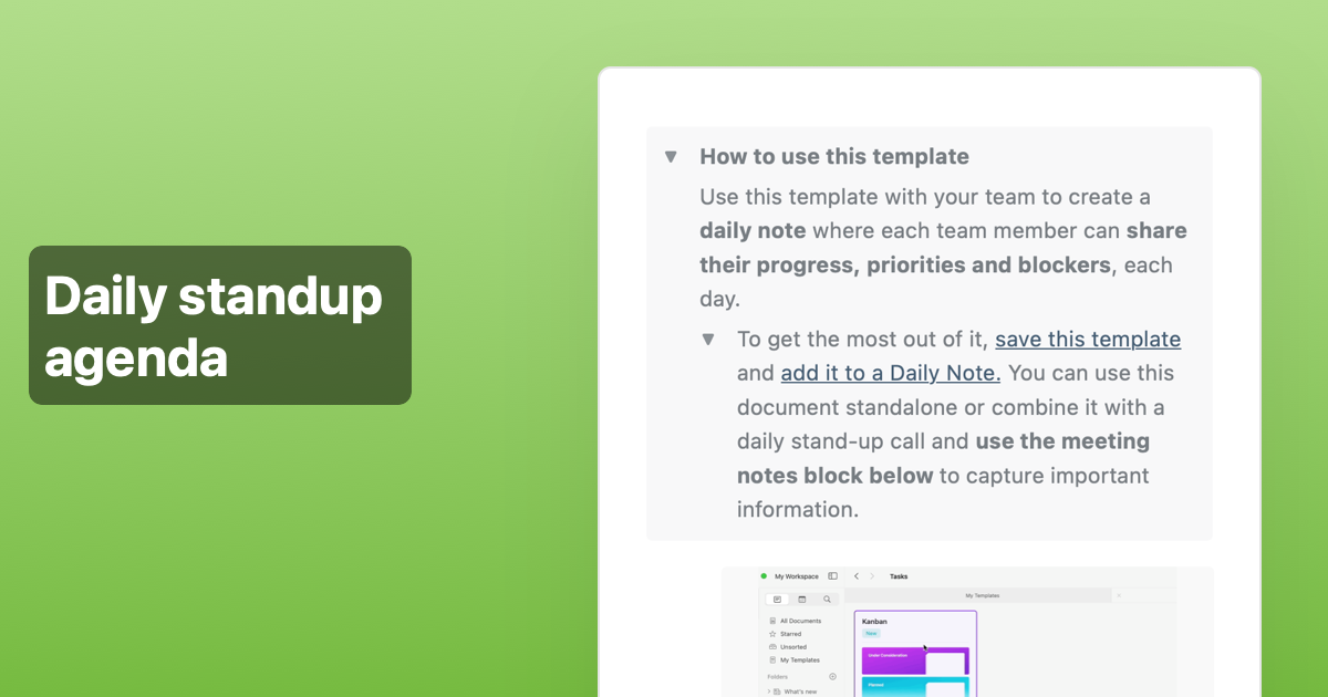 Daily standup agenda
