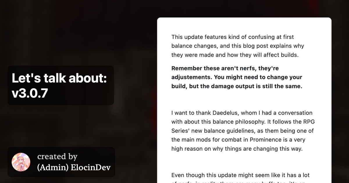 Let's talk about: v3.0.7