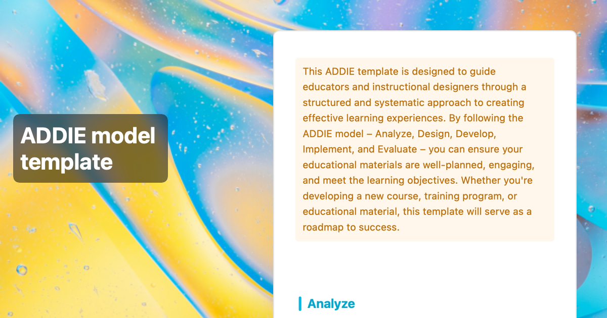 ADDIE model template