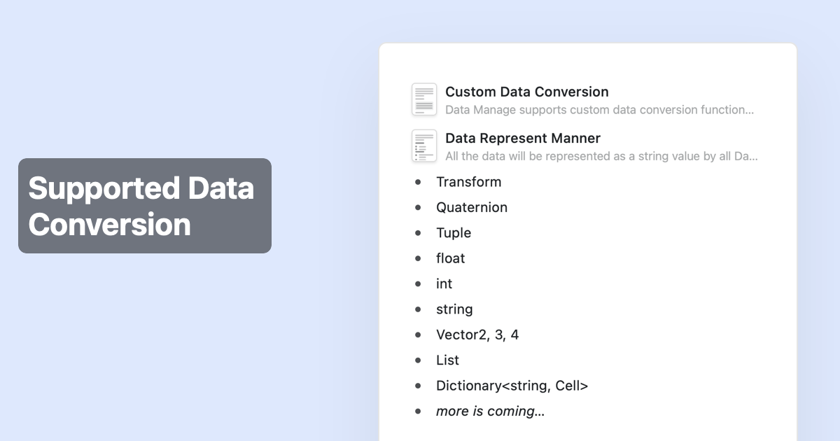 Supported Data Conversion