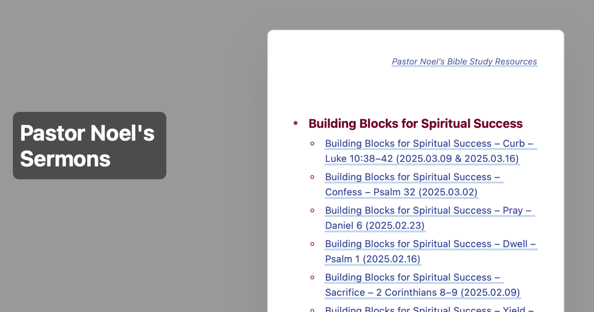 Pastor Noel's Sermons