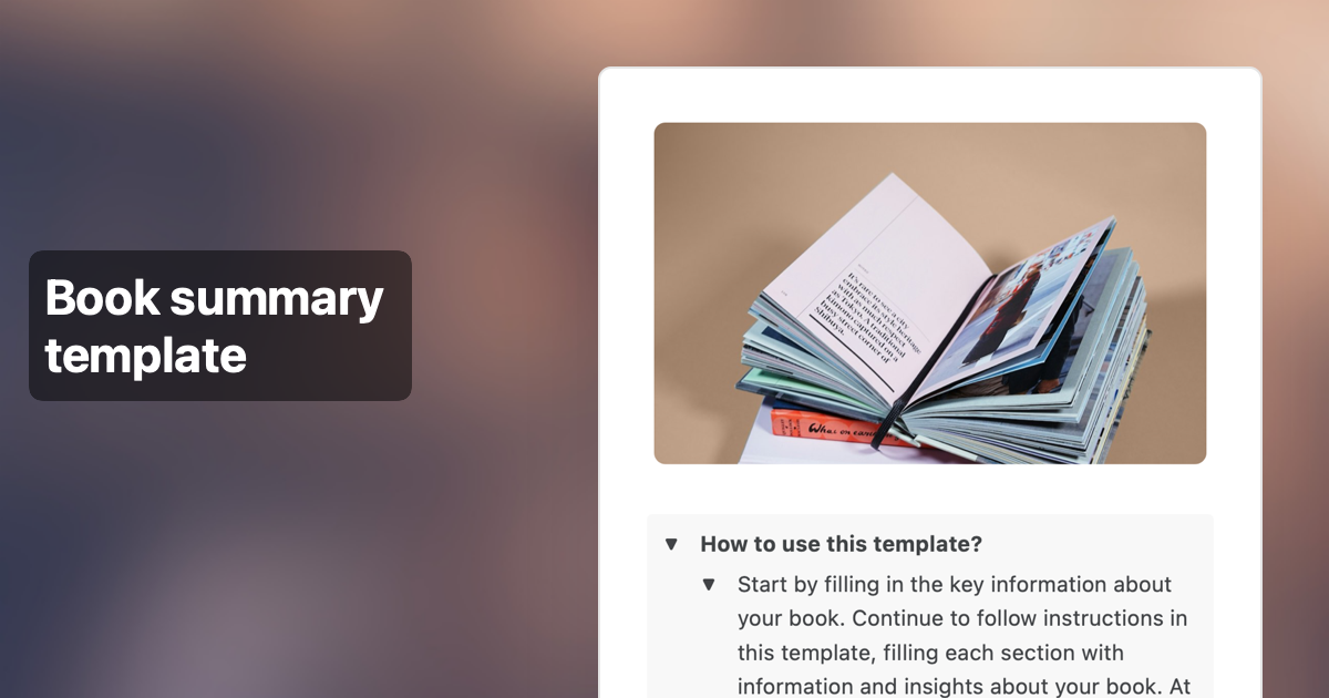 Book summary template