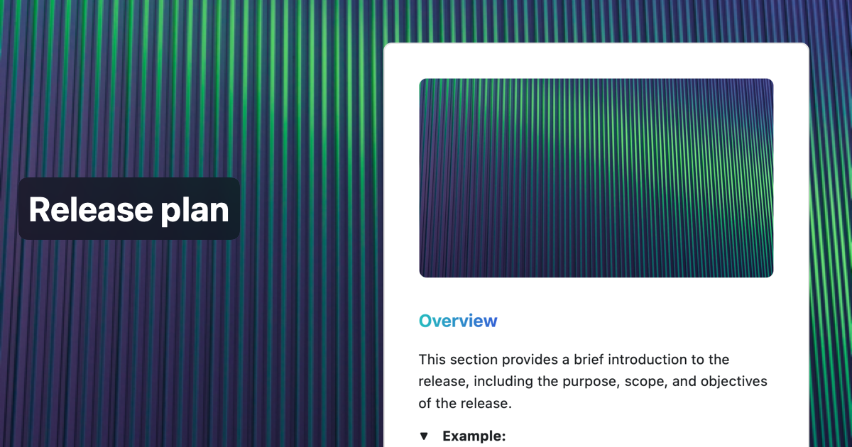 Release plan