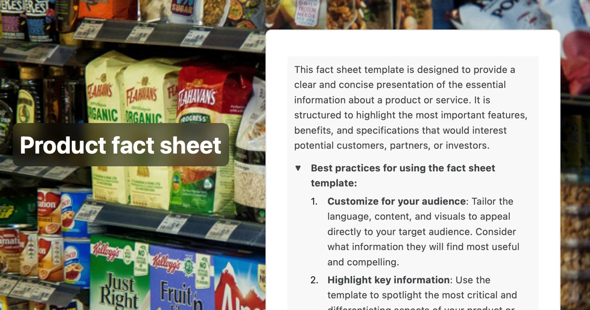 Product fact sheet