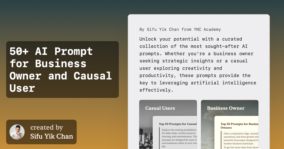 50+ AI Prompt for Business Owner and Causal User