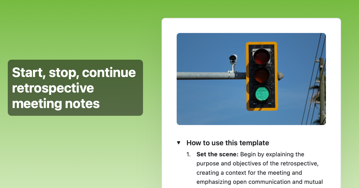 Start, stop, continue retrospective meeting notes