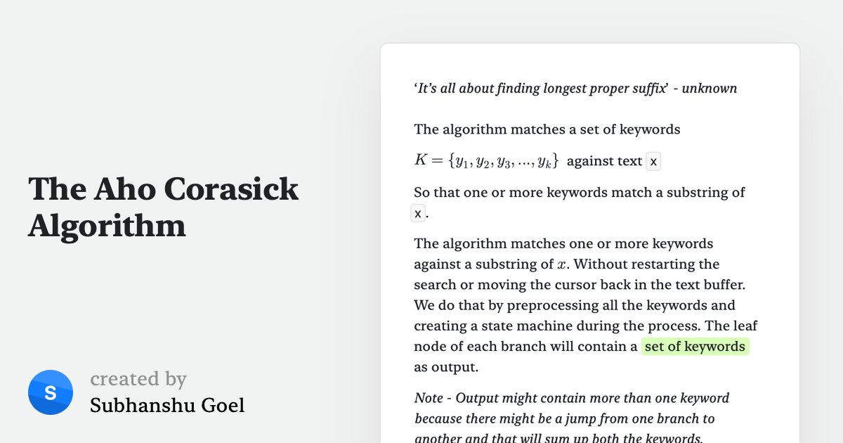 The Aho Corasick Algorithm