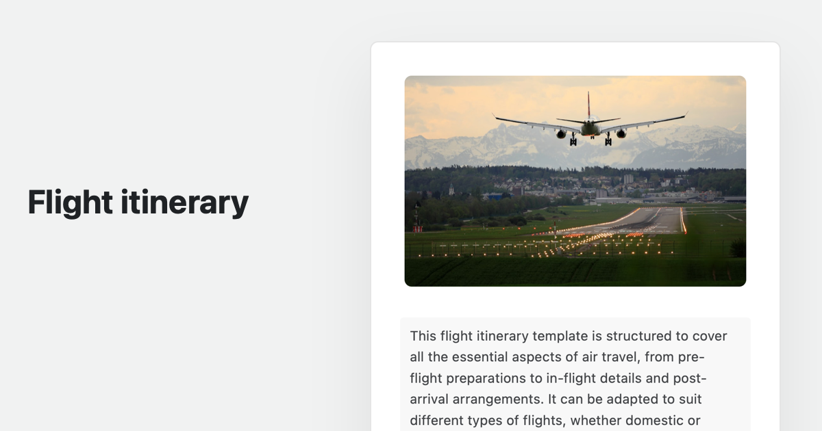 Flight itinerary