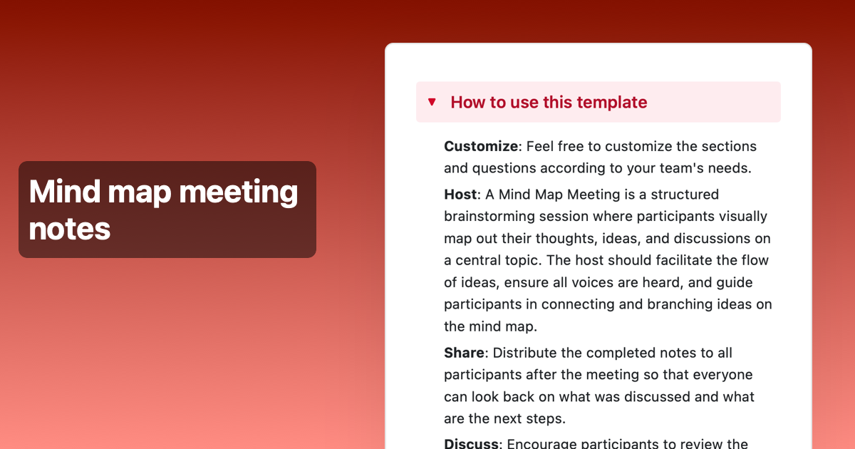 Mind map meeting notes