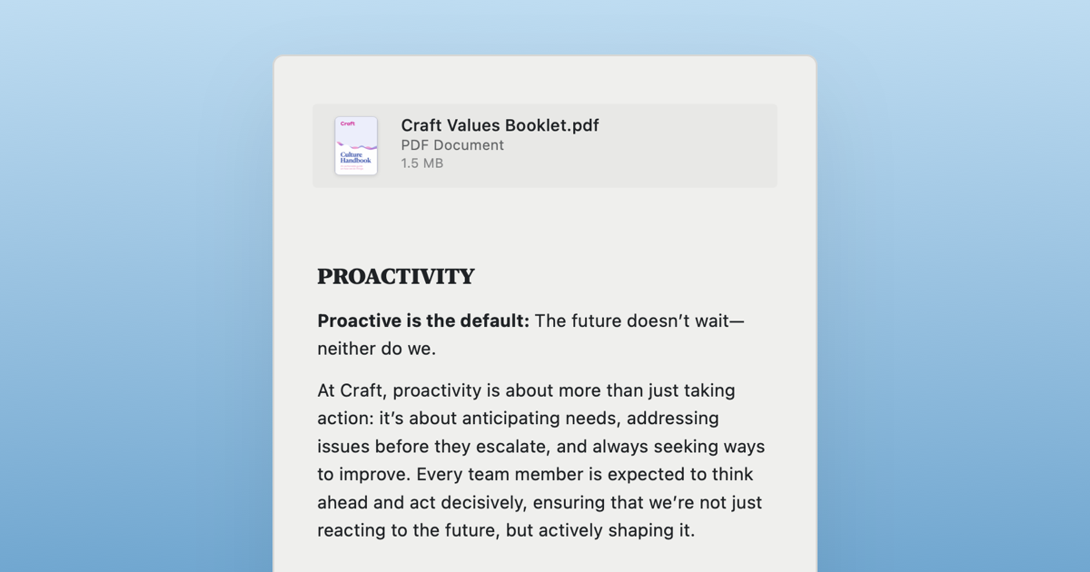 Core Values at Craft