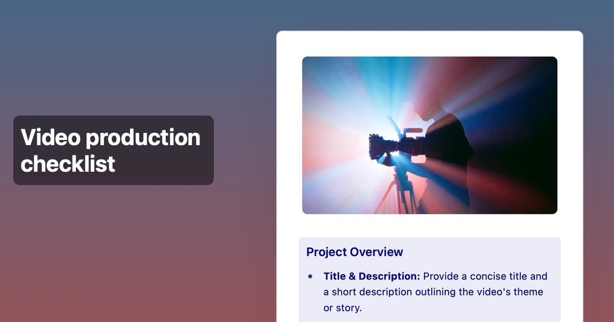 Video production checklist
