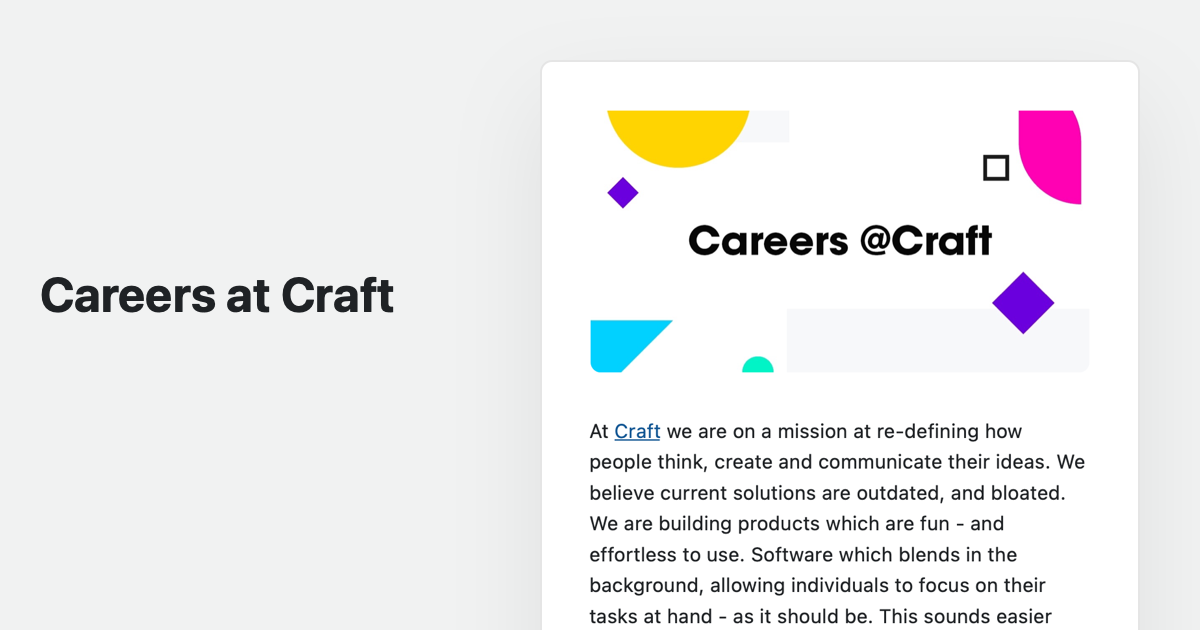 Careers at Craft