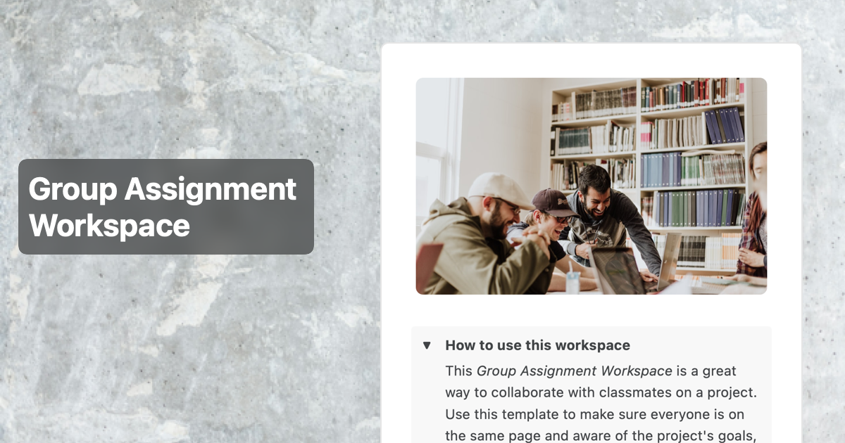 Group Assignment Workspace