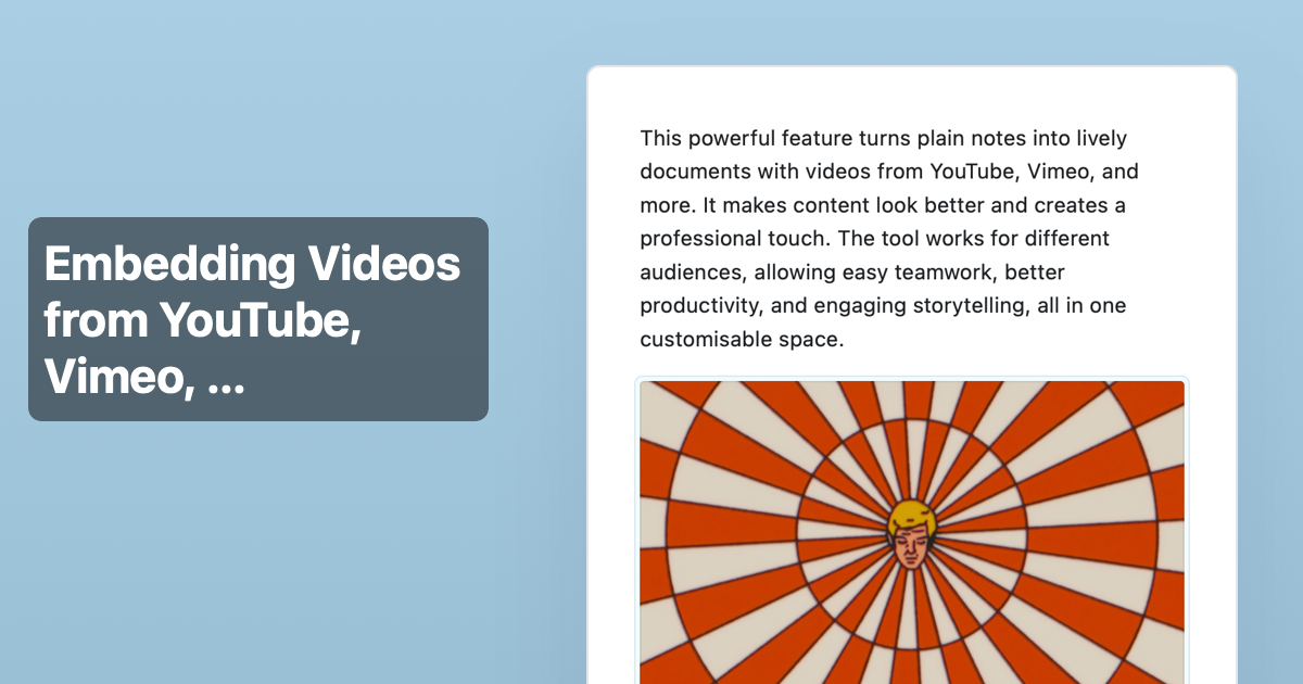 Embedding Videos from YouTube, Vimeo,