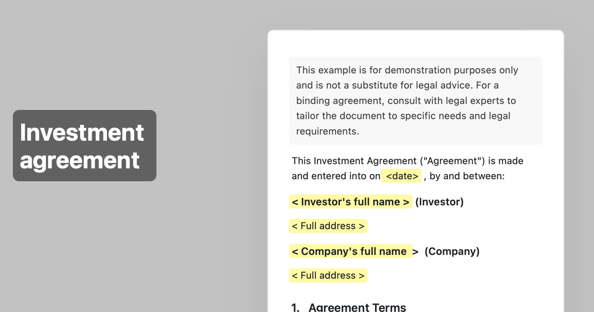 Investment agreement