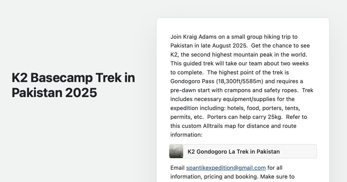 K2 Basecamp Trek in Pakistan 2025