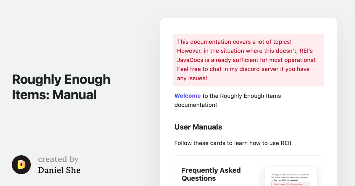 Roughly Enough Items: Manual