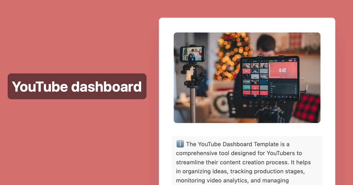 YouTube dashboard
