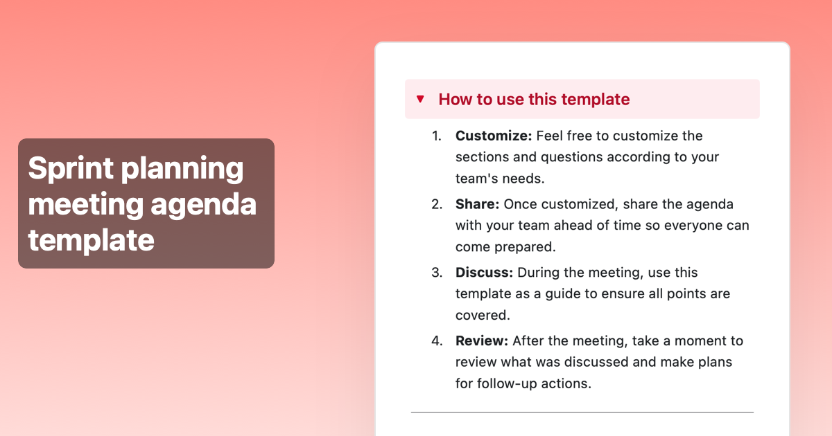 Sprint planning meeting agenda template